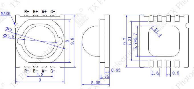 RGB-PCAmber Multi Color Led Diode 750mA 4 In 1 High Power 15 Watt