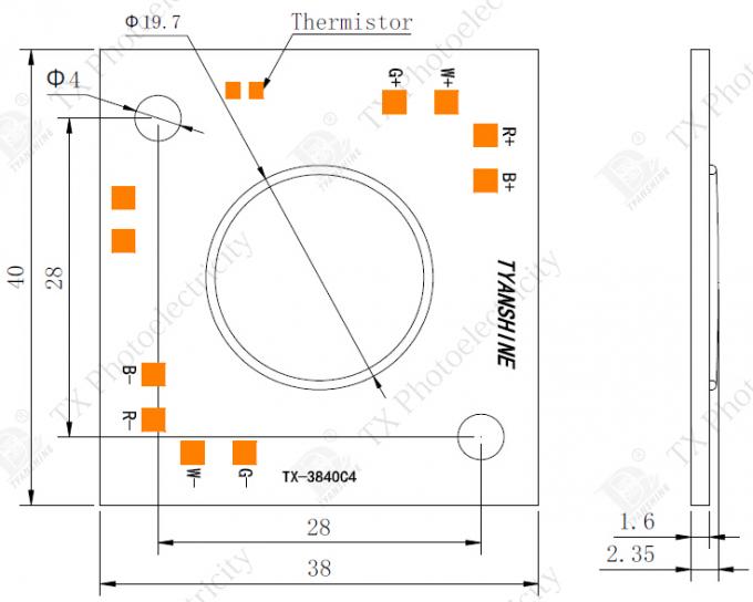 Multichip RGBY 80W COB LED Arrays , Architectural Lighting LED Light Source