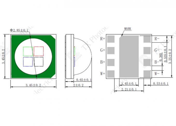 Ceramic SMD LED Diode 350mA 3535 RGBW Package LEDs 5W XP-E Size